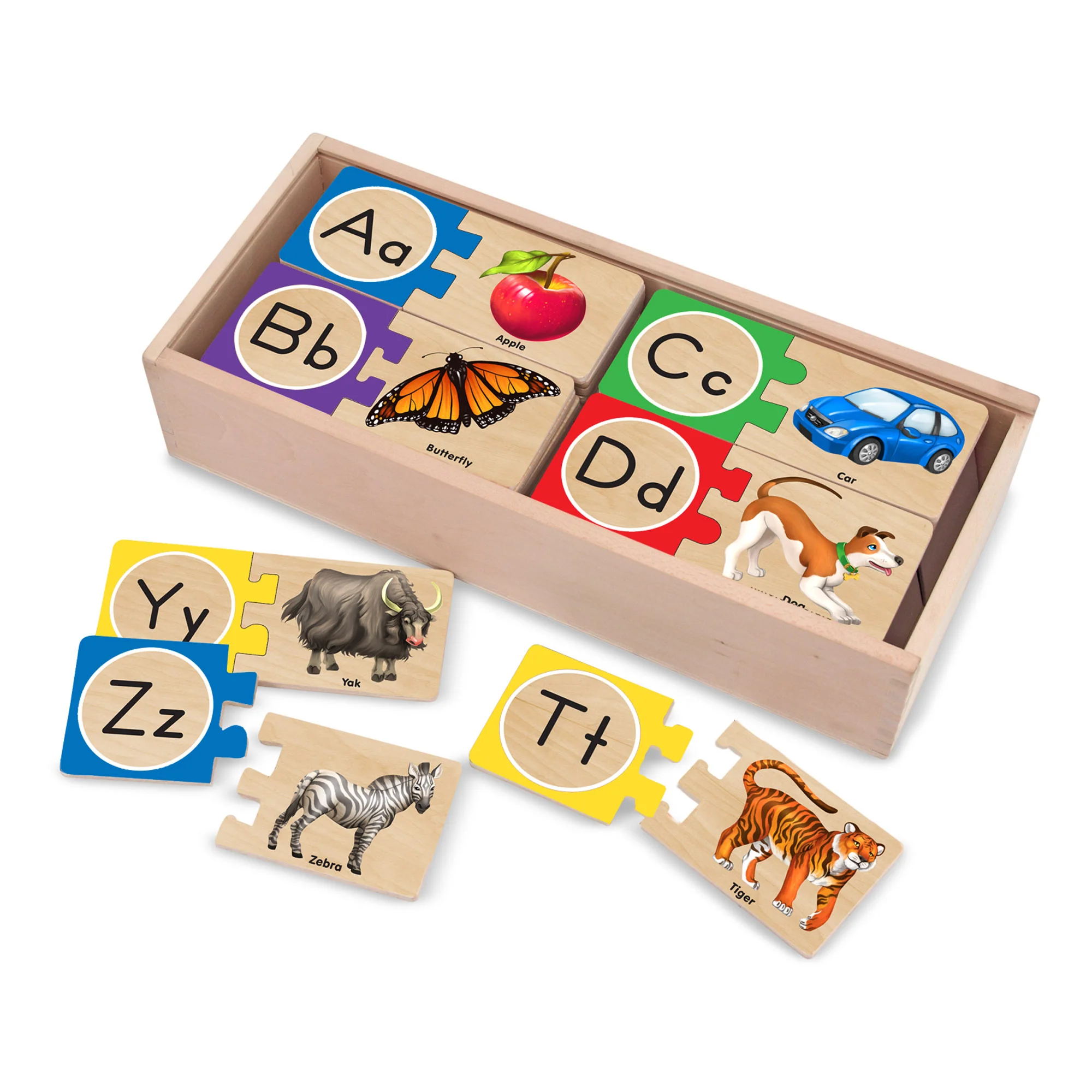 Self-Correcting Alphabet Wooden Puzzles With Storage Box - 52 Pcs ...